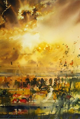 W słonecznych tonach - Adam Papke - Akwarela - Art In House Dom Aukcyjny